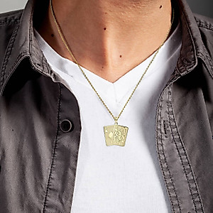 Fine 10k Yellow Gold Personalized Name Spade Ace and King Card/King of Spades Poker Card Pendant