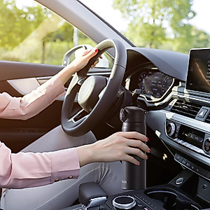 MUCR 17 oz / 500 ml Insulated Water Bottle, Stainless Steel Thermo Coffee Travel Mug, Thermal Cup with Snap Flip Lid, BPA Free for Hot and Cold Drinking, Black