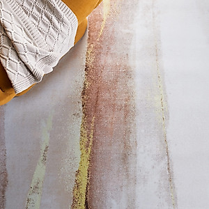 SAFAVIEH Tacoma Collection Runner Rug - 2'6" x 6', Beige & Gold, Modern Abstract Design, Non-Shedding & Easy Care, Machine Washable Ideal for High Traffic Areas in Living Room, Bedroom (TAC807B)