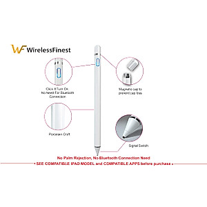 Stylus Pen Pencil 1st Generation Gen Replacement for Apple iPad Pro 1st iPad 1st 2nd 3rd 4th 5th iPad Mini 1 2 3 4 iPad Air 1st 2nd iOS Android Capacitive Tablet Touch Screen + Free Holder (White)