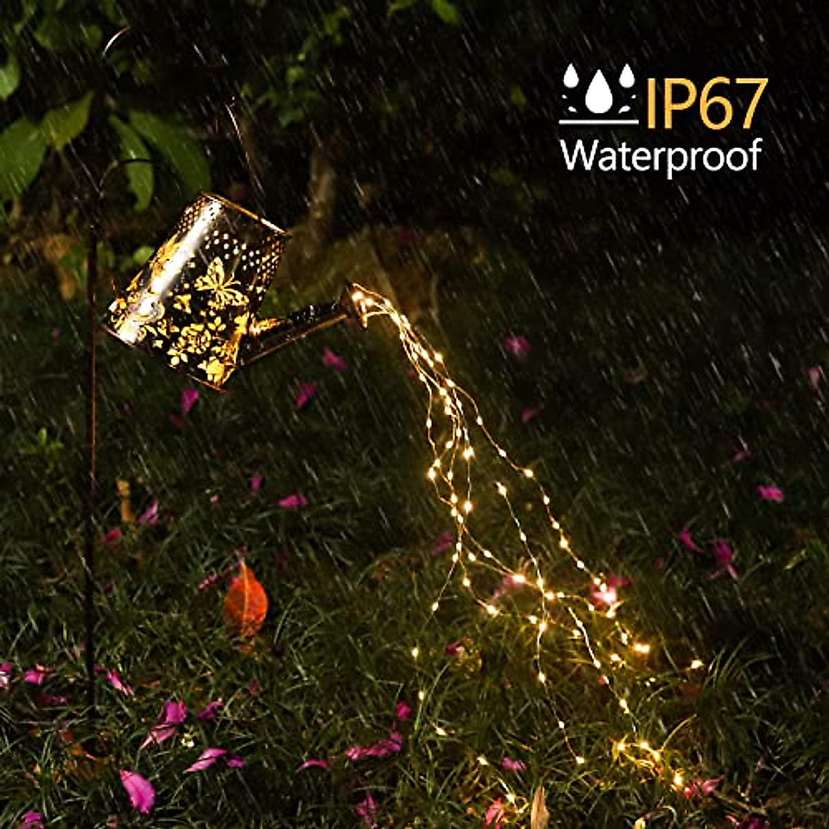 ANGROC Solar Watering Can 90 LED String Lights, Outdoor Waterproof Hanging Decorative Christmas Lantern, Décor Garden Yard Art Decorations Lighting, Outside Landscape Path Lamp, for Patio Pathway