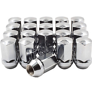 Wheel Accessories Parts 20 Pcs 9/16"-18 OEM Style Lug Nuts 0603-6433AA |611-204 | 1.66" Long Chrome 7/8" Hex Fits Dodge 2009-10 Dakota | 2003-09 Durango | 2002-10 Ram 1500