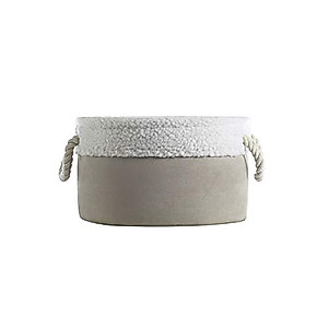 Urban Lifestyle Sherpa Trim Circular Storage Bin, Set of 3, Taupe