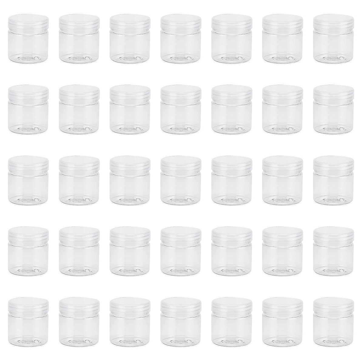 MUKLEI 70 PCS 2oz Clear Plastic Bead Containers, Round Bead Containers with Lids, Mini Sample Container for Lotions, Beads, Candies, Spice