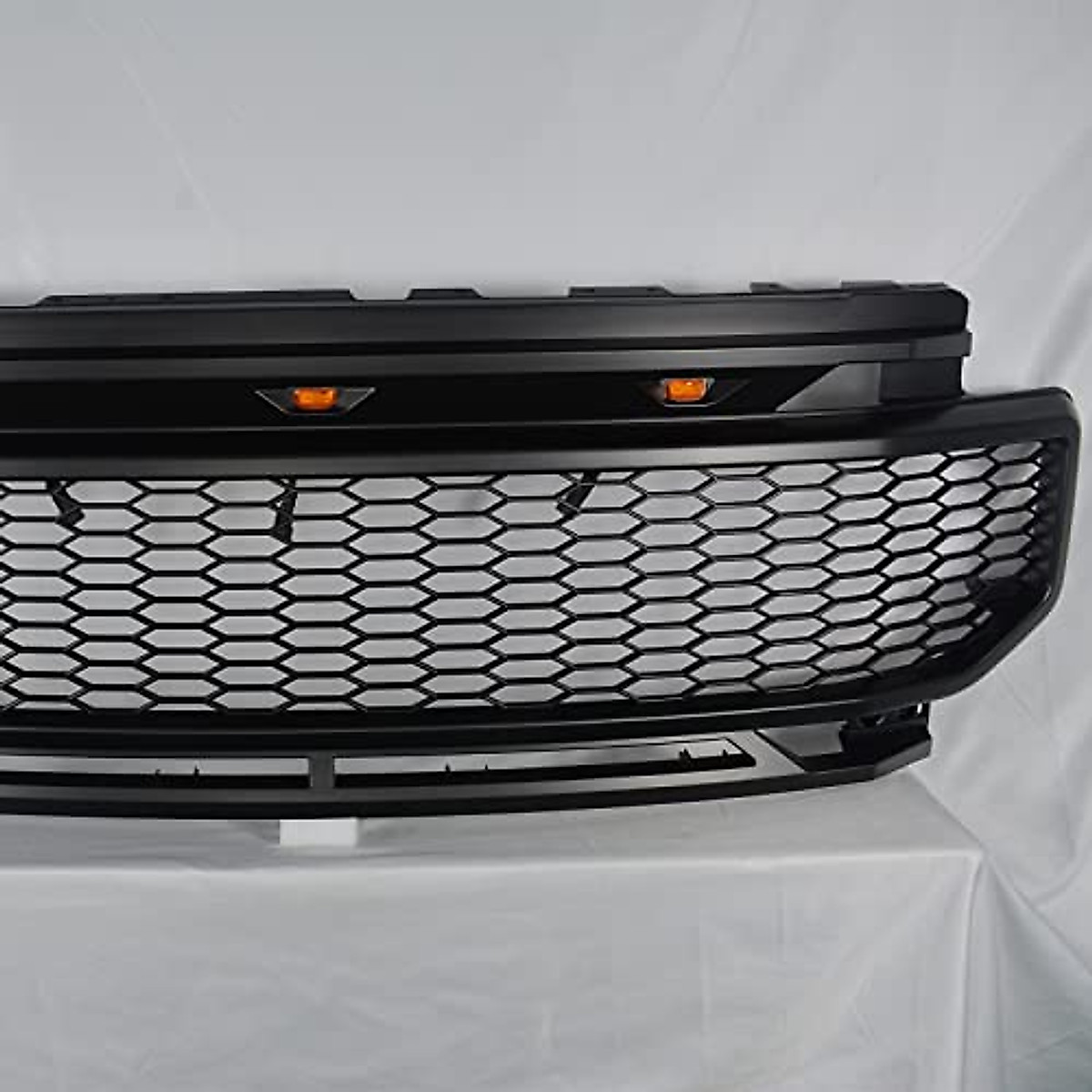 Giveme5 Grill for (2020- 2022) F250 Grill Front Black Grill Aftermarket Grille Replacement Super Duty Accessories Grille Custom Mesh Cover Parrilla with Amber Lights Letters Insert Part