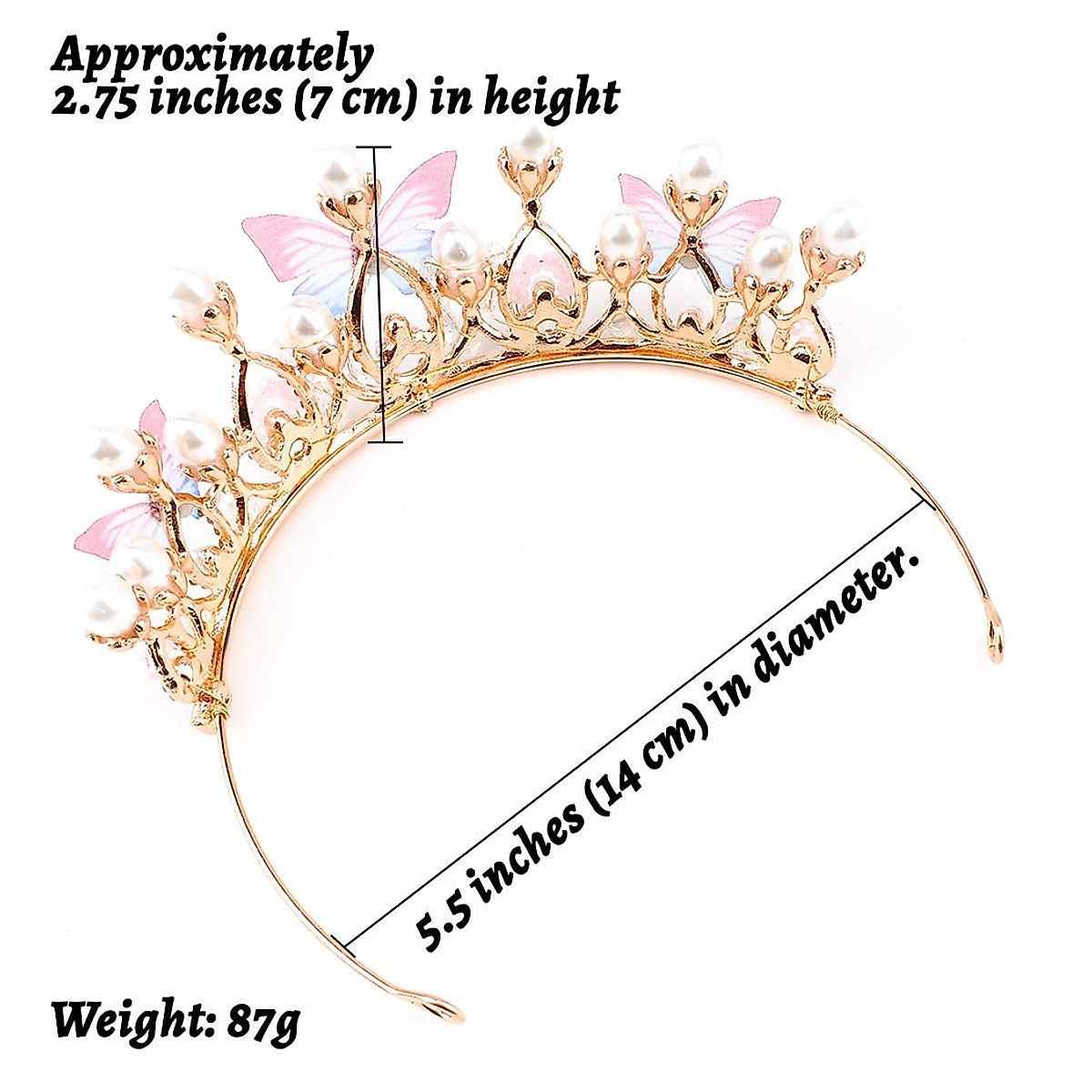 COCIDE Butterfly Tiara and Crown for Girls Gold Tiara for Women Pearl Headband Hair Accessories for Birthday Party Wedding Flower Girl Decoration Accessory…