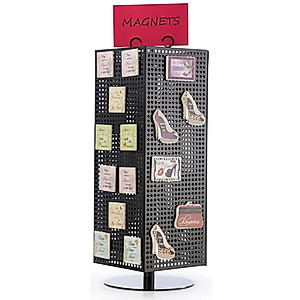 Displays2go Counter Pegboard Spinner Rack, Magnetic, 28 Inch, Black Steel (MD4PCTBK)