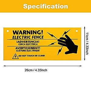 8 Pieces Electric Fence Warning Signs 10 x 4 Inch Plastic Electric Fence Safe Signs Caution Warning Sign for Danger Electric Fence Sign Farm Home