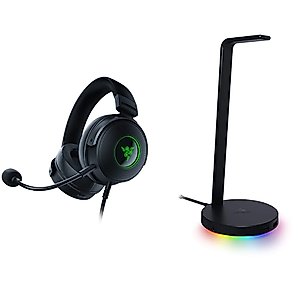 Razer Kraken V3 HyperSense Wired USB Gaming Headset Base Station V2 Chroma Headset Stand and Holder Bundle