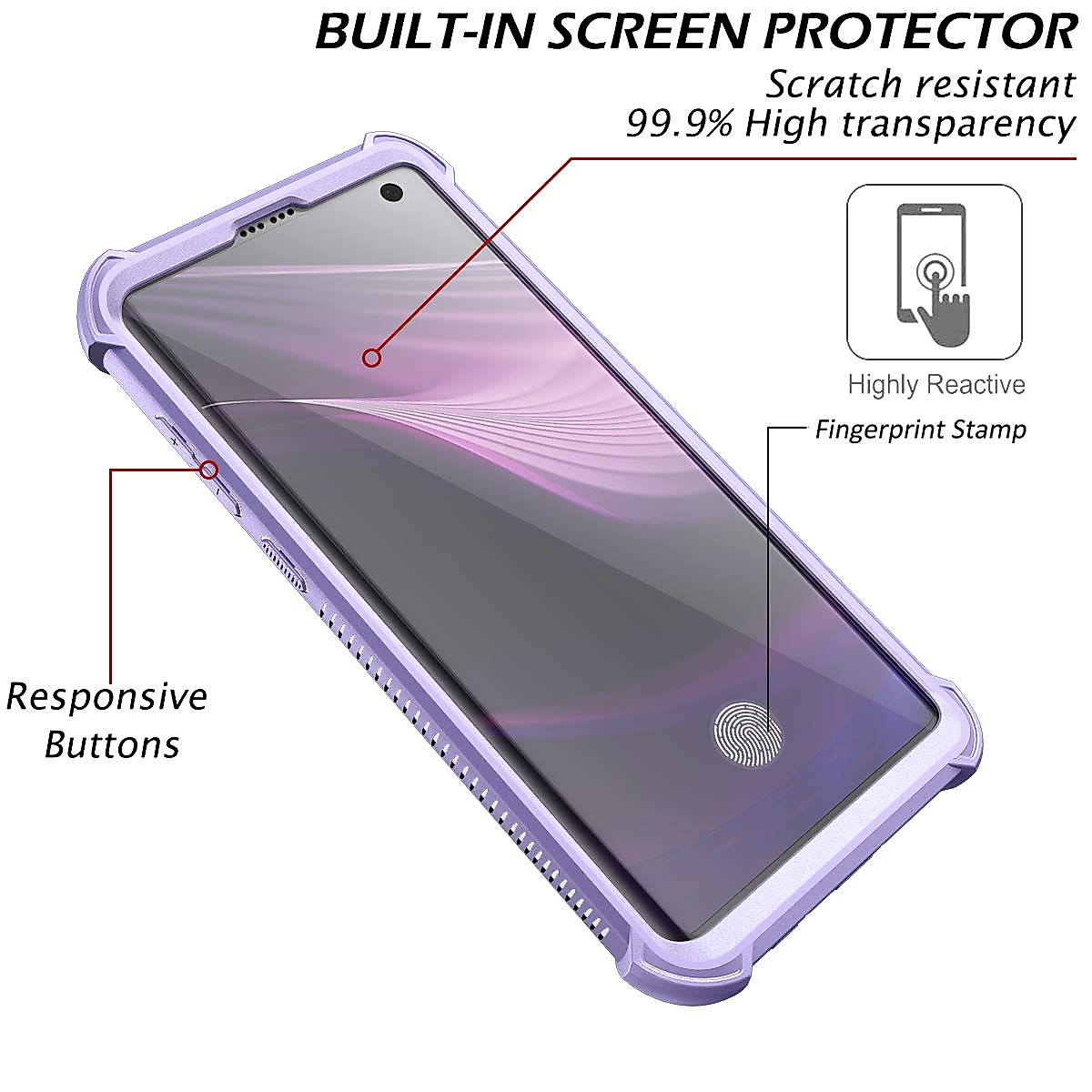 Dexnor Compatible Samsung Galaxy S10 Case 6.1 inch, Heavy Duty Protection Hard Back Defender Protector Protective Shockproof Bumper Cover Purple
