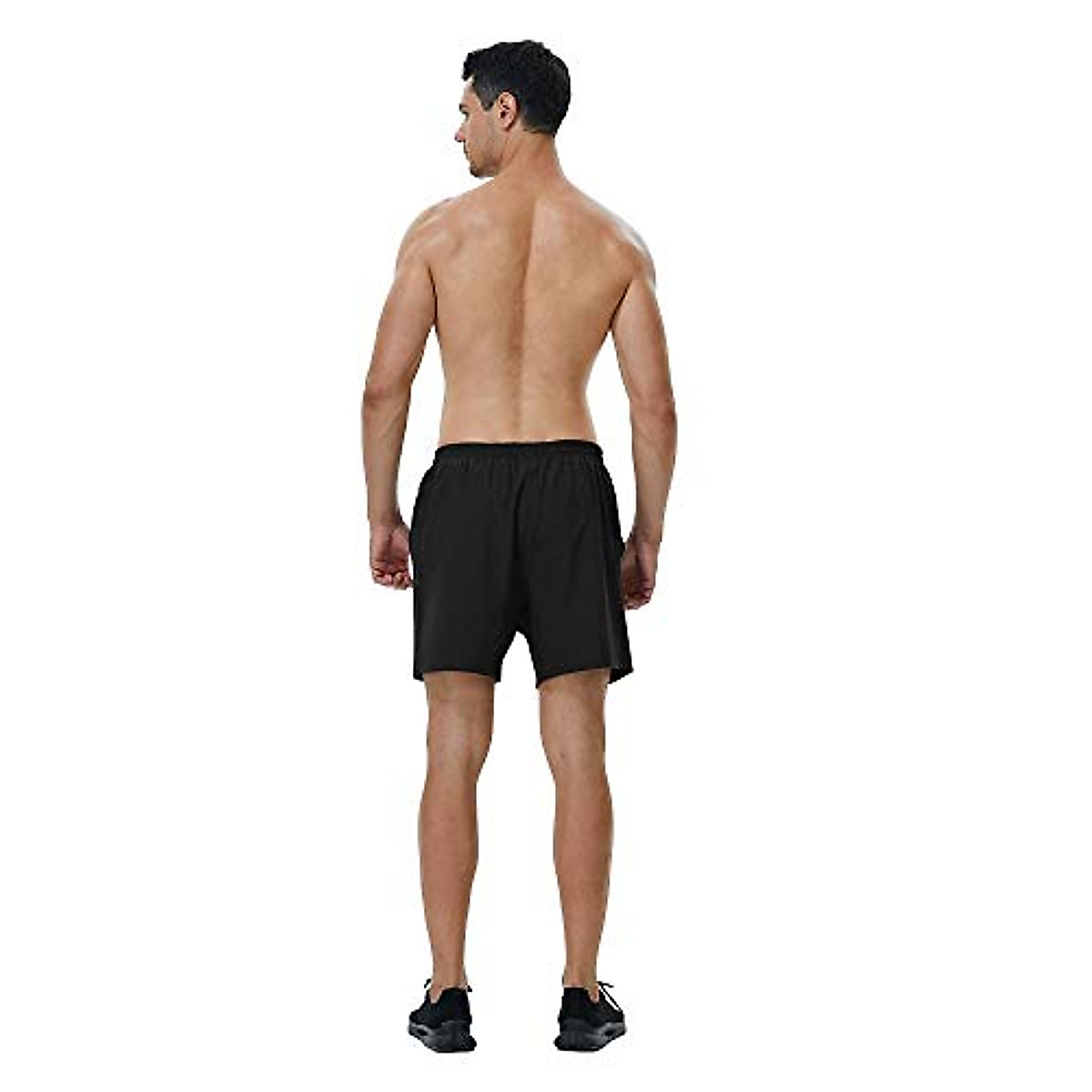 Roadbox Men's 5 Inch Running Athletic Quick Dry Shorts with Pockets for Workout Gym Exercise Black