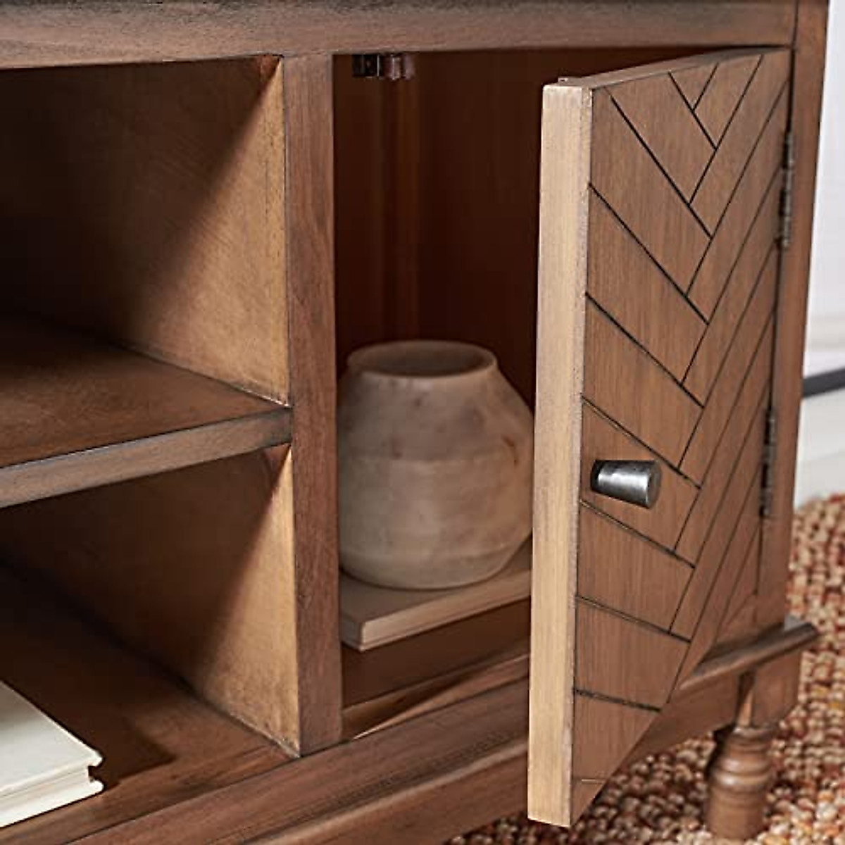 SAFAVIEH Home Collection Magnolia Brown 2-Door 2-Shelf Media Stand (up to 55-inch Flat Screen TV)