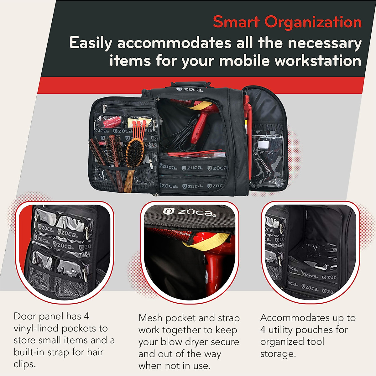 Zuca Artist Backpack With Two Vinyl-Lined Utility Pouches, Black