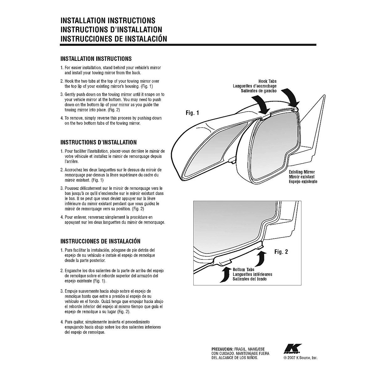 K Source 80700 Towing Mirror Ram 1500 2002-08
