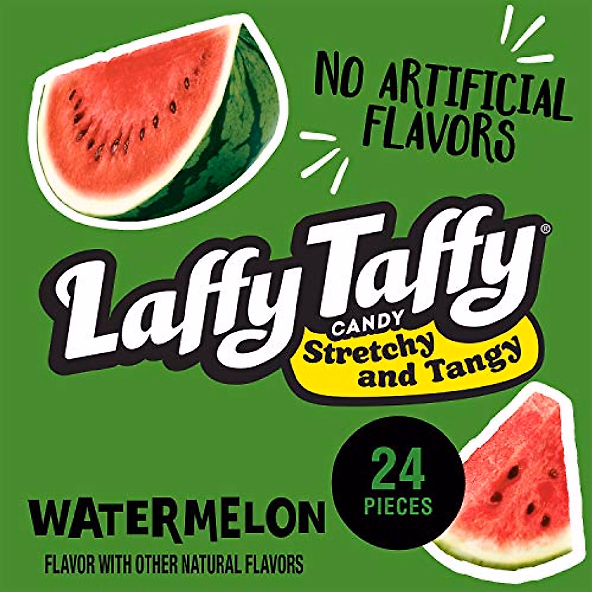 Laffy Taffy Stretchy and Tangy Candy, Watermelon, 1.5 Ounce(Pack of 24)