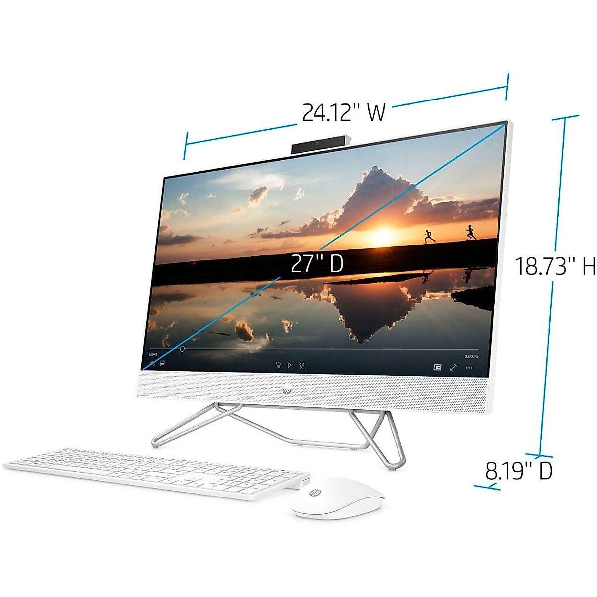 HP 27" Touchscreen All-in-One Desktop Computer, FHD IPS Display, AMD Ryzen 7 5700U(Beats i7-1265U), 32GB RAM, 2TB SSD, WiFi, 1080P Webcam, Wireless KB/Mouse Combo, Windows 11, Bundle with JAWFOAL