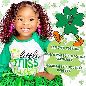 Toddler Big Girls St Patricks Day Lucky Charm Skirt Shirt Dress Outfit (6/XL, Green)