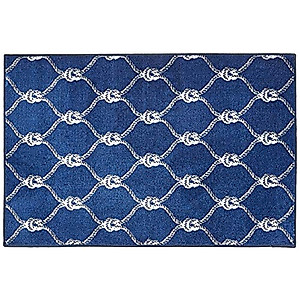 Brumlow Mills Nautical Rope Ocean Trellis Knot Area Rug for Beachy Home Décor, Living Room Carpet, Kitchen Mat or Entryway Rug, 2'6" x 3'10", Blue