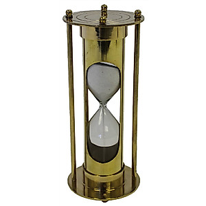 RedSkyTrader Brass 7" Antique Style Hourglass: 5 Minute Sand Timer, one size