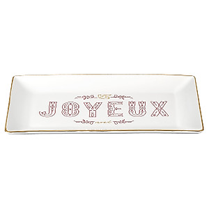 Le Creuset Noël Collection Stoneware Rectanguar Hostess Tray, White with Gold Rim