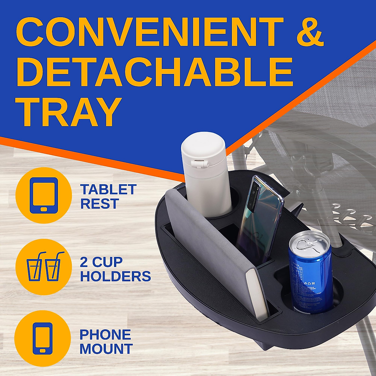 SereneLife Zero Gravity Chairs Set of 2 - Adjustable Steel Mesh Lawn Chairs - Outdoor Lounge Chairs with Detachable Cup Holder Tray - Foldable Outdoor Chair with Removable Pillows - Off Black