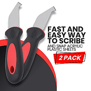(2-Pack) Plexiglass Scoring Tool - Extra-Sharp Steel Blade for Clean Snap Lines - Suitable for Acrylic, Plastic, and Styrene Sheets