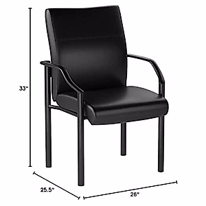 Boss Office Products Mid Back LeatherPlus Guest Chair in Black, 250 lbs
