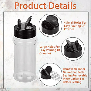 Oungy 36 PCS Spice Jars with Black Cap 3.5 OZ Bottle Containers with Shaker Lids and Labels - Empty Clear Plastic Seasoning Containers for Storing Spice Herbs Powders