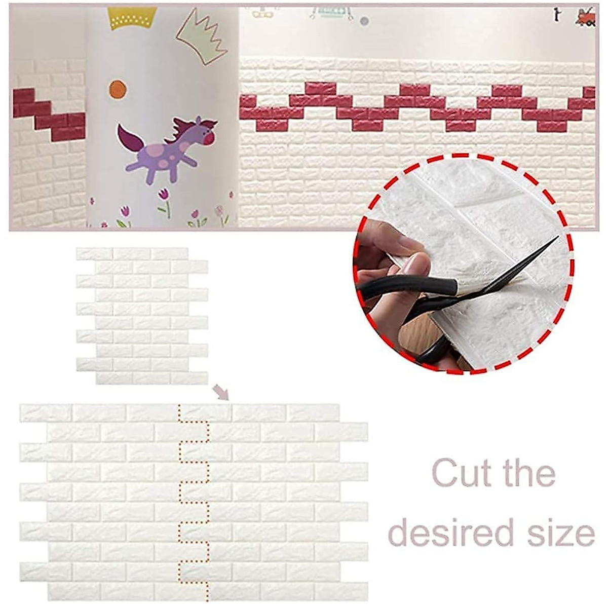 3D Wall Panels Peel and Stick - PE Foam DIY Self Adhesive, Waterproof, Perfect for Interior Wall Decor in Bedroom & Living Room (White, 20pcs 13×15’’)
