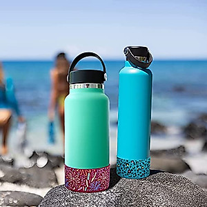 WK IEASON Protective Silicone Sleeve Boot for 20-40oz Stanley Tumbler and Compatible with 12oz 21oz 24oz Hydro Flask Wide Mouth Water Bottle,Yeti and Other Brand Water Bottle(Rose Waves Clear)
