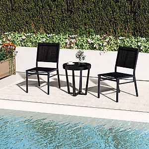 Giantex Outdoor Patio Dining Chair Set of 4, Armless Dining Chair with Breathable Fabric Seat & Backrest, Heavy Duty Aluminum Frame, Outside Lightweight Patio Chairs for Porch Garden Yard Poolside