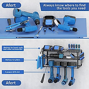Tderloi Power Tool Organizer,Drill Holder Wall Mount,Garage Organization and Storage,Utility Rack for Cordless Drill,3 Layers Heavy Duty Metal Tool Shelf
