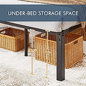 Yaheetech California King Metal Platform Bed Non-Slip Mattress Foundation with Steel Slat Support/Underbed Storage Space No Box Spring Needed Easy Assembly Black