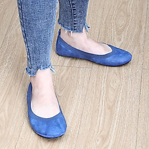 YNY Yosi New York Nina Foldable Ballet Flat in Royal Blue PETA-Approved Vegan Leather Royal Blue / 6
