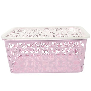 ABOOFAN Cube Storage Box plastic storage basket with lid baskets with lids storage baskets with lid plastic storage bins with lids hollow out basket clothing drawer Popcorn Bowl