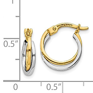 14K Two Tone Gold Round Hoop Earrings
