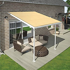 Shatex 90% Shade Fabric 12x 12ft Sun Shade Cloth with Grommets for Pergola Cover Canopy Wheat, 12 Bungee Balls