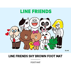 LINEFRIENDS Shy Brown Foot Mat, Bathroom Rug Face Floor Mat Character Deco Mat, Gift for Girls Boys Family Christmas Birthday Gift
