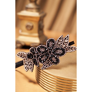 BABEYOND Flapper Headband 1920s Headpiece - Art Deco Headpiece Rhinestone Hair Accessories for Women (Style3-Black Gold)