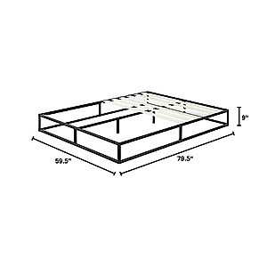 Olee Sleep 9 Inch Modern Metal Platform Bed Frame / Wooden Slats / Mattress Foundation / Wood Slat Support / No Box Spring Needed, Queen,VC09BX01Q,Black