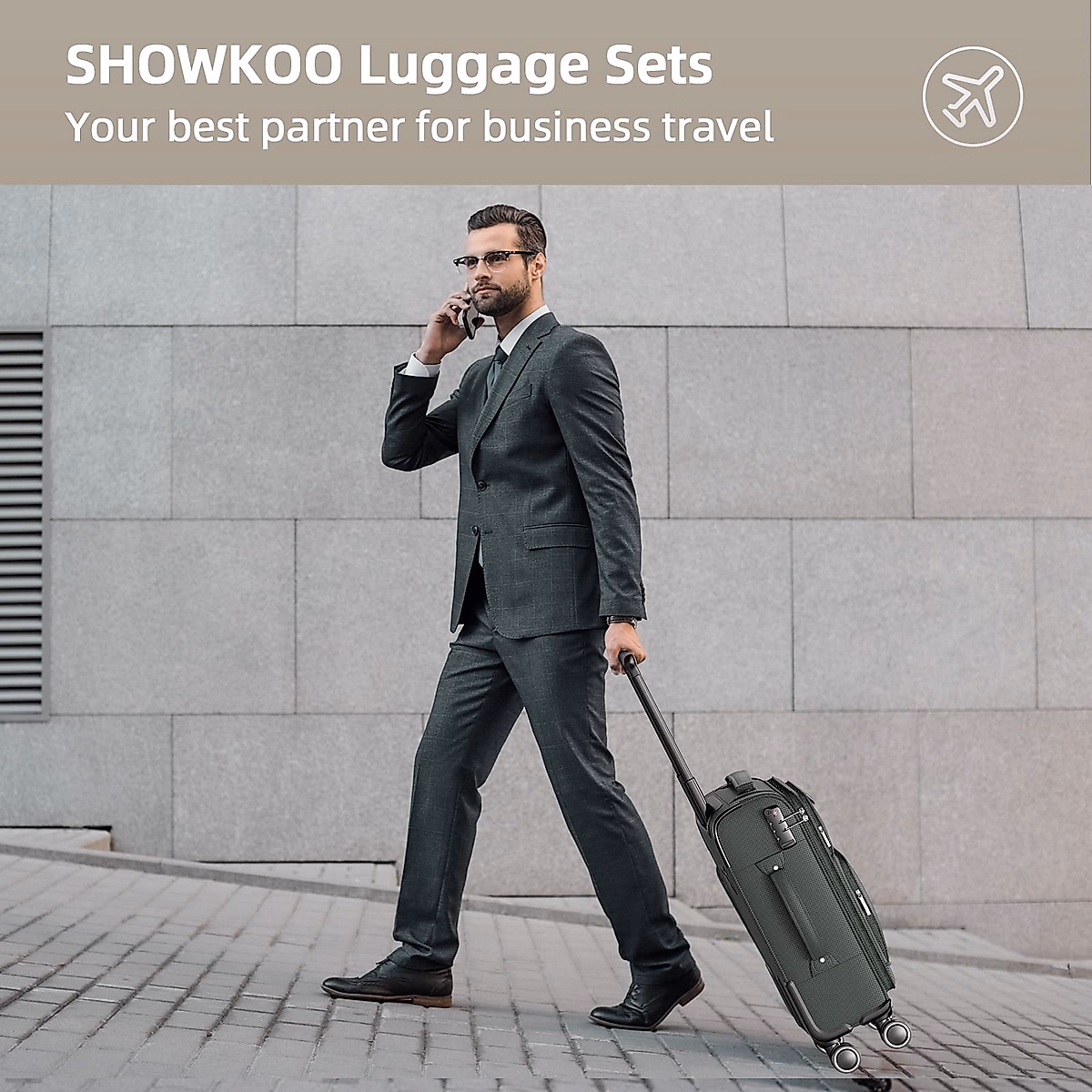 SHOWKOO Luggage Sets 3 Piece Softside Expandable Lightweight Durable Suitcase Sets Double Spinner Wheels TSA Lock Armygreen (20in/24in/28in)