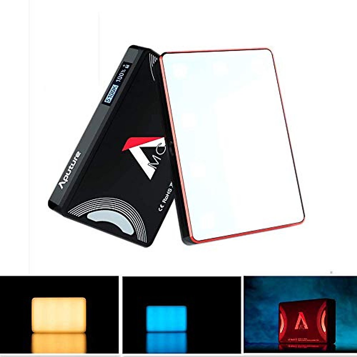 Aputure MC Aputure Amaran AL-MC RGBWW Pocket On Camera Light TLCI/CRI 96+ RGB 0-360 Full Color 3200-6500K Adjustable 0-100% Stepless Dimming with Magnet Adsorption Function,App Control Wireless Charge