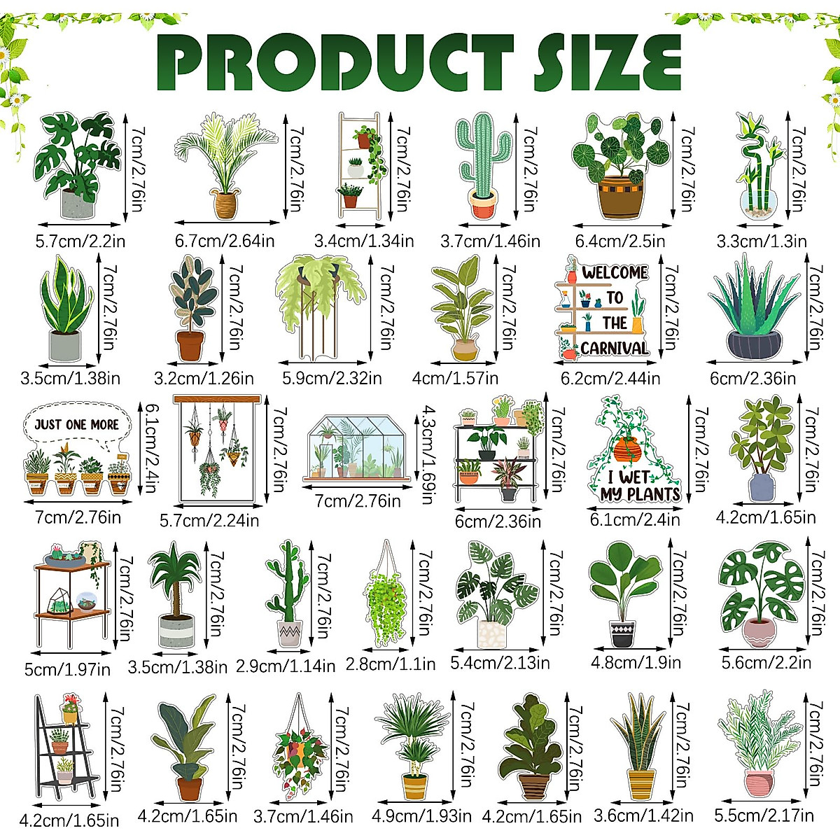 Copkim 32 Pieces Bulk Plant Fridge Magnets Cute Monstera Cactus Refrigerator Magnets Office School Whiteboard Magnet Christmas Plant Lover Gifts Green Vibrant Decoration