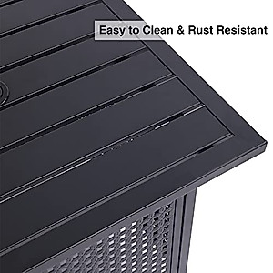 ALUPOM Patio Umbrella Table with 1.6 Inches Hole, Square Metal Patio Bistro Side Table Stand for Pool Garden Backyard,Black