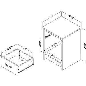 South Shore Tassio 1-Drawer Nightstand-Weathered Oak