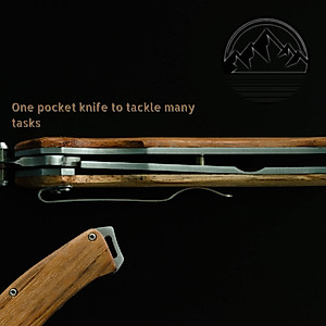 Tropas Folding Pocket Knife - EDC 3Cr13 Stainless Steel Blade with Wood Handle