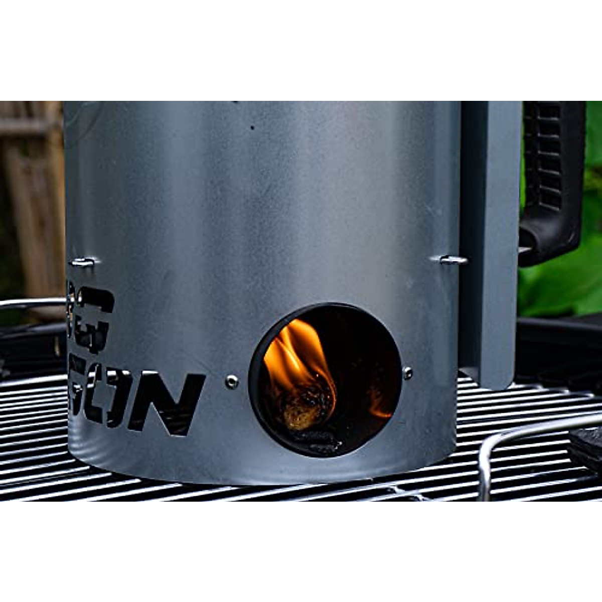 BBQ Dragon | Large Chimney of Insanity Charcoal Starter | Fast, Safe & Easy to Use Chimney | Fire Starter for Charcoal Grill | Galvanized Steel | Side Vent & Heat Resistant Handle | BBQ Accessories