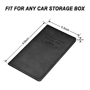 HerriaT Car Registration and Insurance Card Holder - Leather Vehicle Glove Box Automobile Documents Paperwork Wallet Case Organizer for ID, Driver's License, Key Contact Information Cards