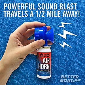 Air Horn Can for Boating & Safety Very Loud Canned Boat Accessories Hand Held Fog Mini Marine Air Horn for Boat Can and Blow Horn or Small Compressed Horn Refills 1.4oz