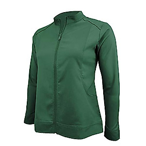 Natural Uniforms M&M Scrubs Women's Ultra Soft Front Zip Warm-Up Scrub Jacket (Medium, Hunter Green)